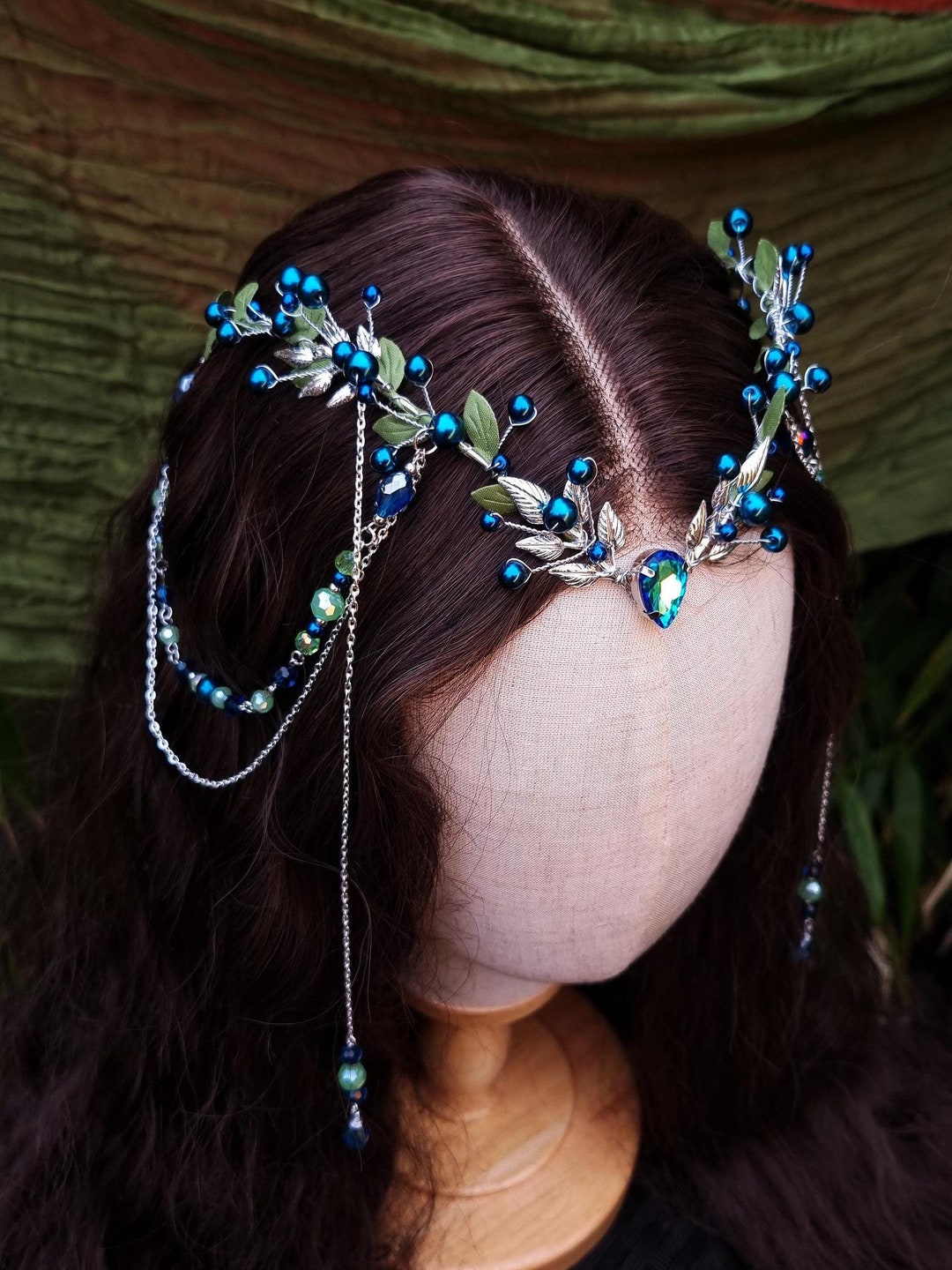 Blue Pearls Tiara - Enchanted Blueberry-inspired Hairpiece With Pearls ...
