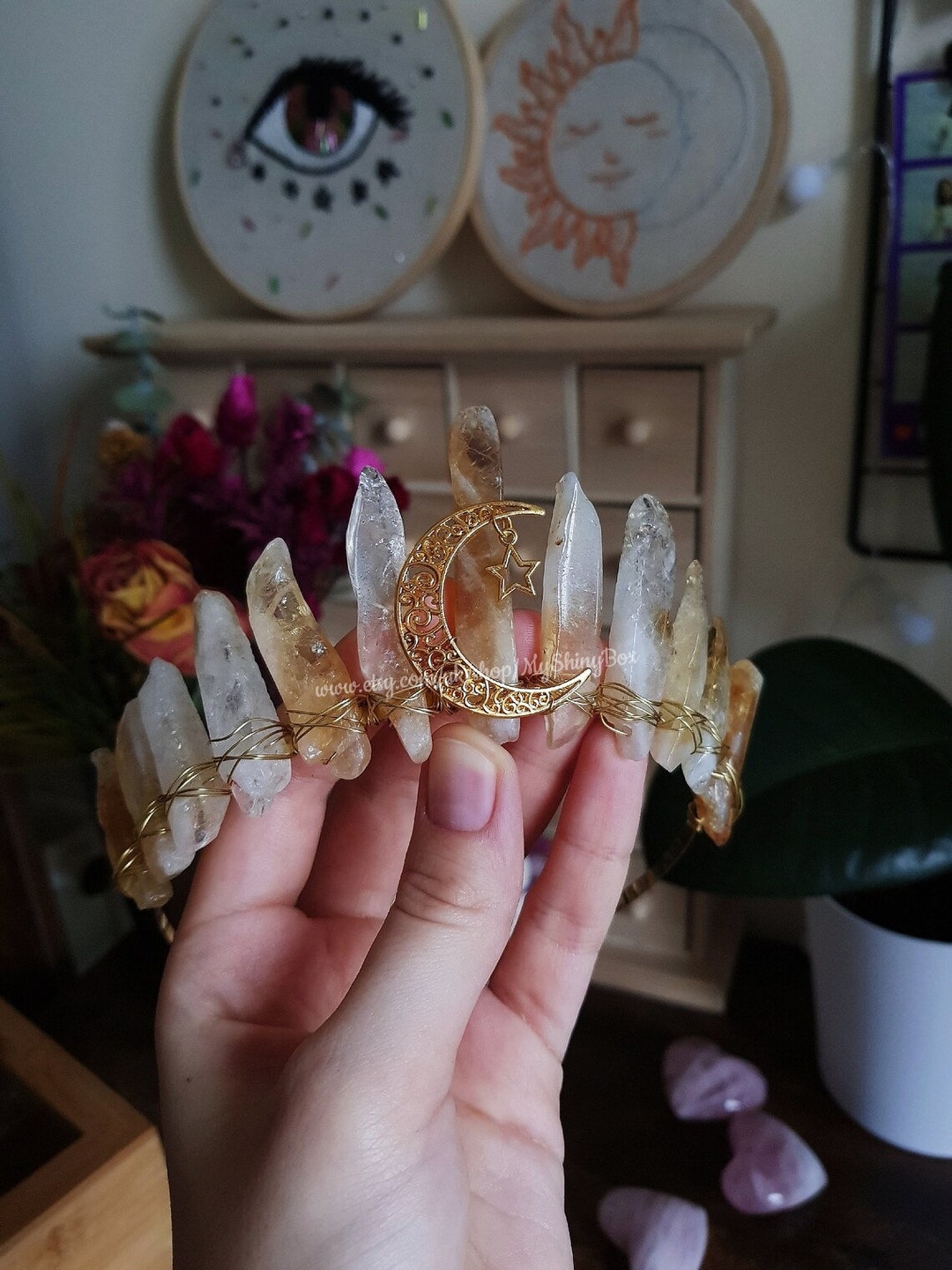 Citrine Witchy Crystal Quartz Crown, Witchy Boho Elven Mermaid Festival ...