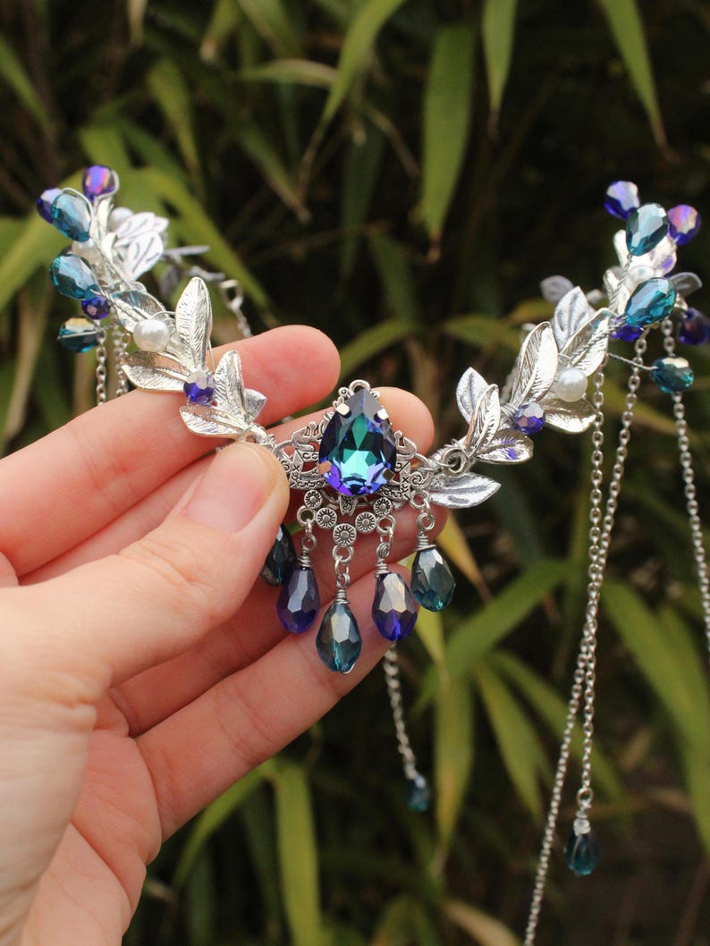 Blue Water Element Tiara - Mermaid Crystal Crown, Fantasy Bridal ...
