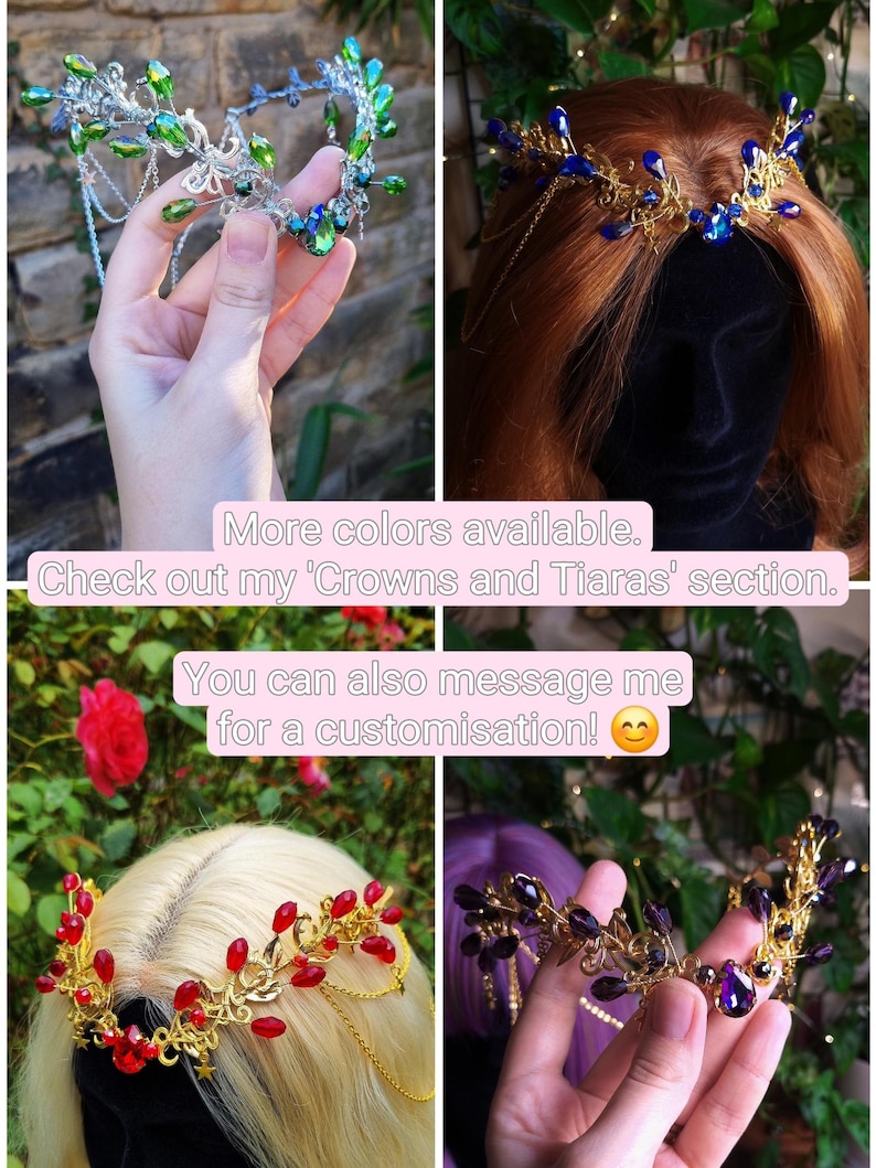 Red Elven Tiara, Fiery Elf Crown, Fairy Costume Circlet, Fantasy ...