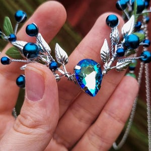 Blue Pearls Elven Tiara, Blueberry Fairy Crown, Fantasy Wedding ...