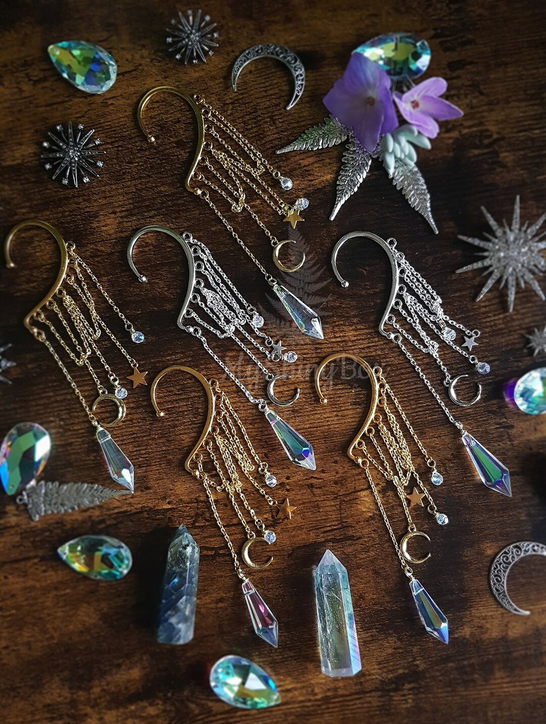 Fairy Rainbow Ear Cuff With Iridescent Beads - No Piercing Earring ...