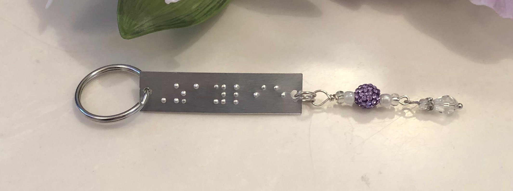 Braille Cane Tag. Braille Key Chain. Braille Gift. Personalized Braille ...