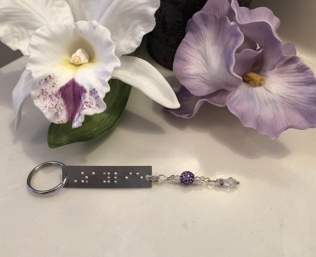 Braille Cane Tag. Braille Key Chain. Braille Gift. Personalized Braille ...