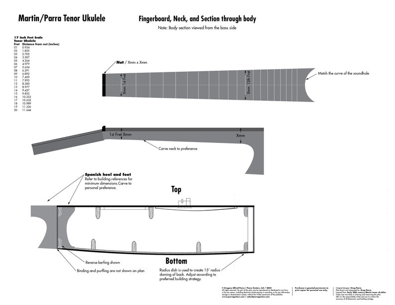 Tenor Ukulele Martin/parra Plan - Etsy