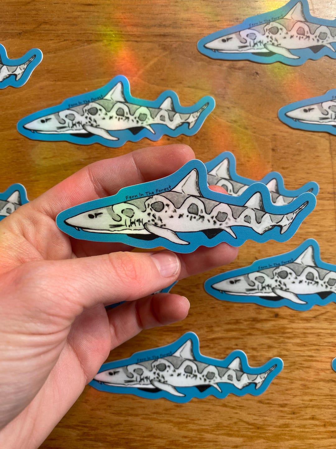 Leopard Shark Stickers | 3.8" X 1.5" | Shark Stickers | Watercolor ...