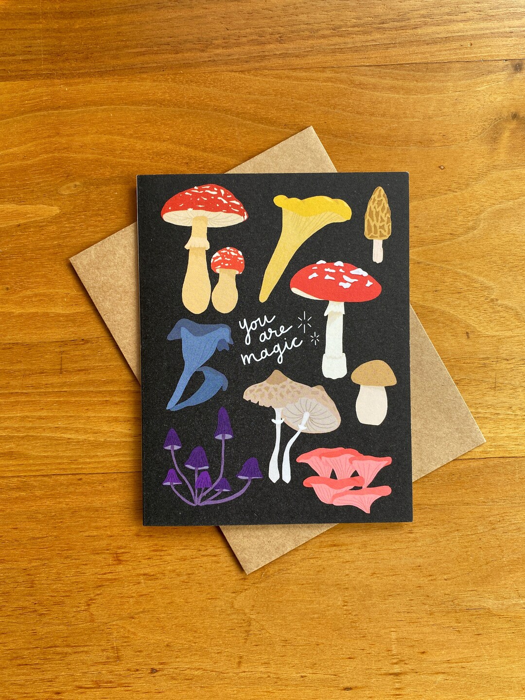 Mushroom "you Are Magic" Card | Mushroom Greeting Card | Botanical Card ...
