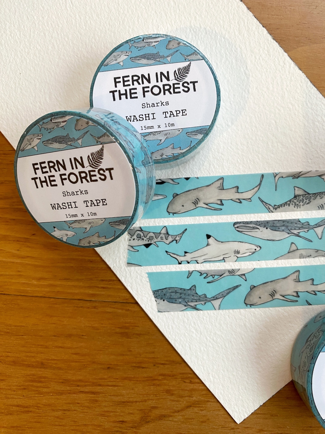Watercolor Shark Washi Tape | Shark Removable Paper Tape | Cute Ocean ...