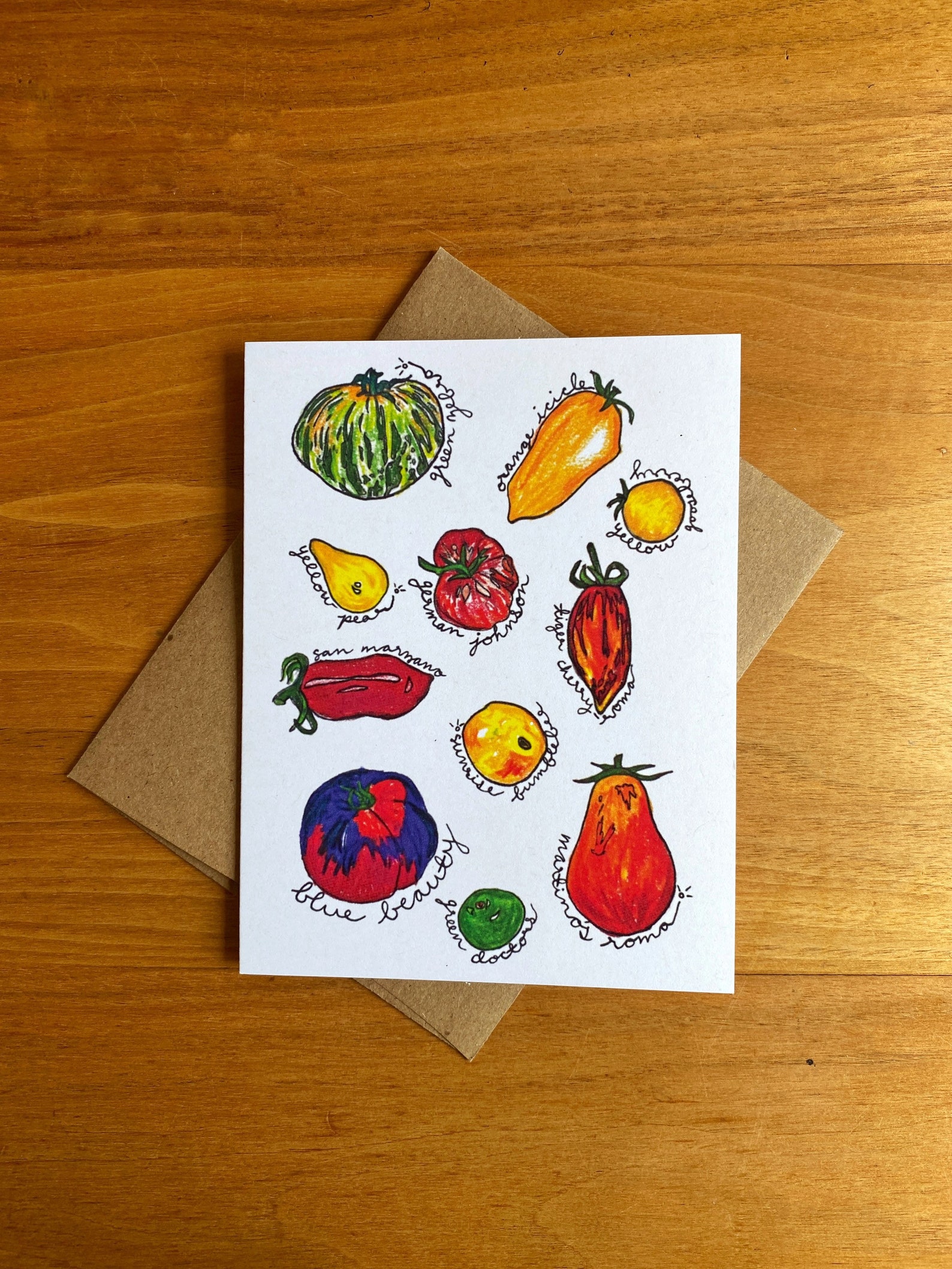 Heirloom Tomato Card Tomato Greeting Card Botanical Cards | Etsy