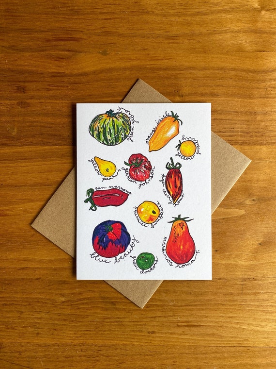 Heirloom Tomato Card Tomato Greeting Card Botanical Cards - Etsy