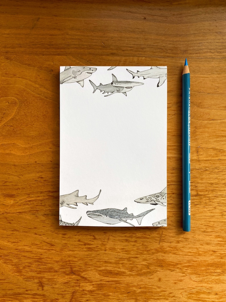 Shark Notepads | Illustrated Shark Jot Pads | Farmer's Market Pad | to ...