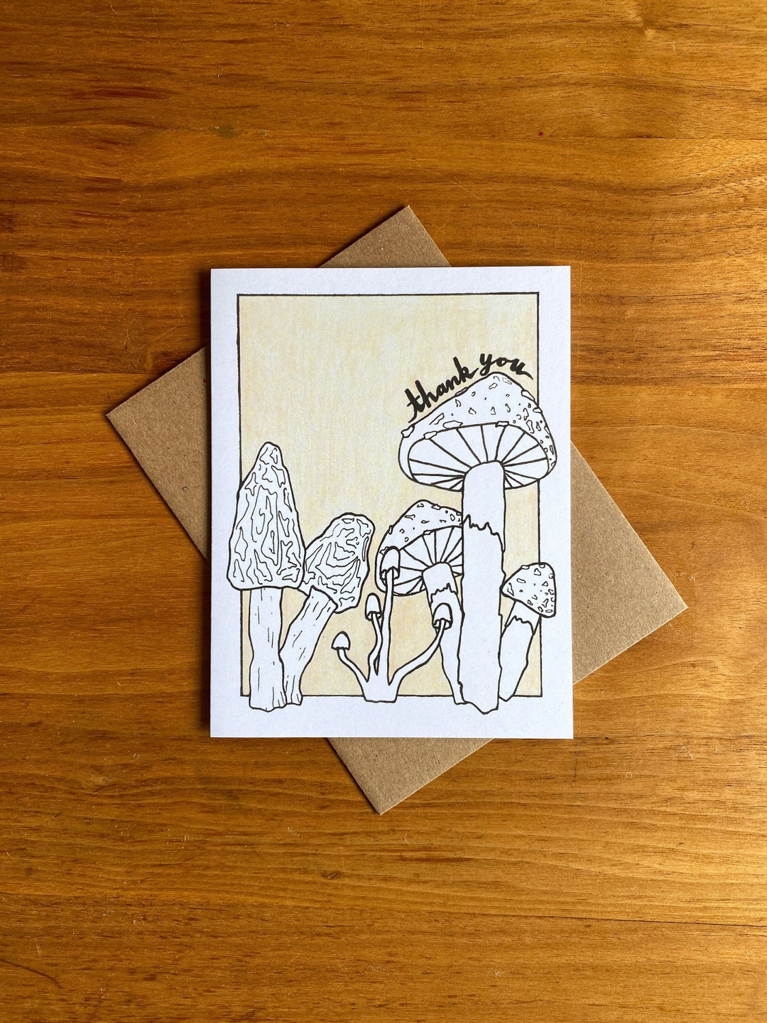 Mushroom Thank You Card Thank You Greeting Card Botanical Thank You ...