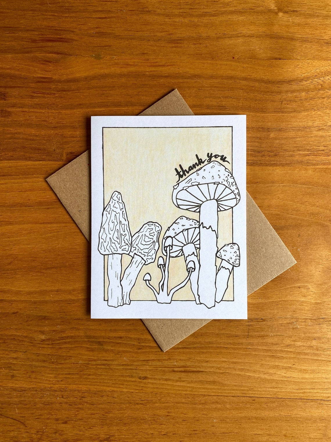 Mushroom Thank You Card Thank You Greeting Card Botanical - Etsy