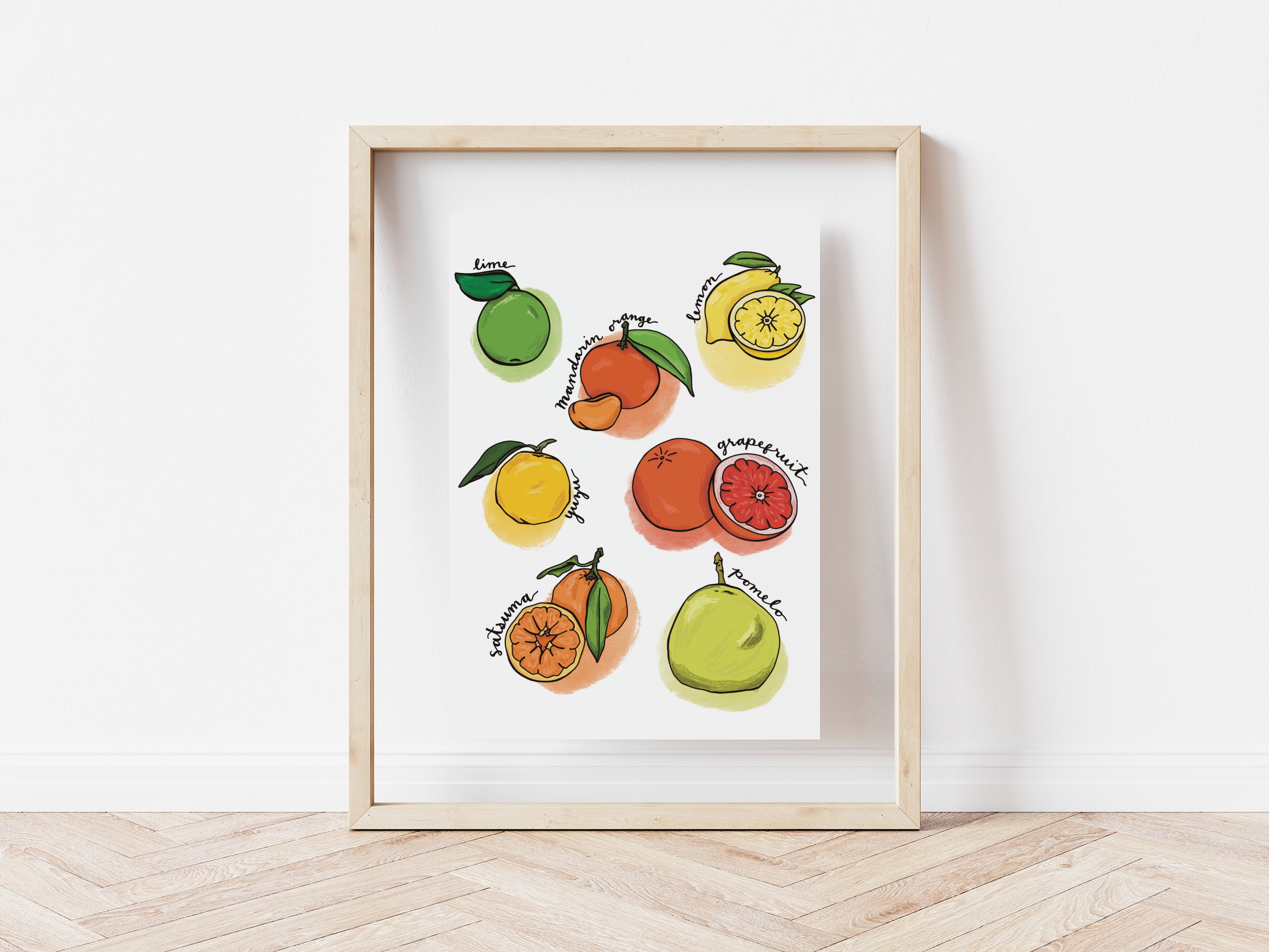 Illustrated Citrus Print | 8" X 10" Art Print | Kitchen Culinary ...