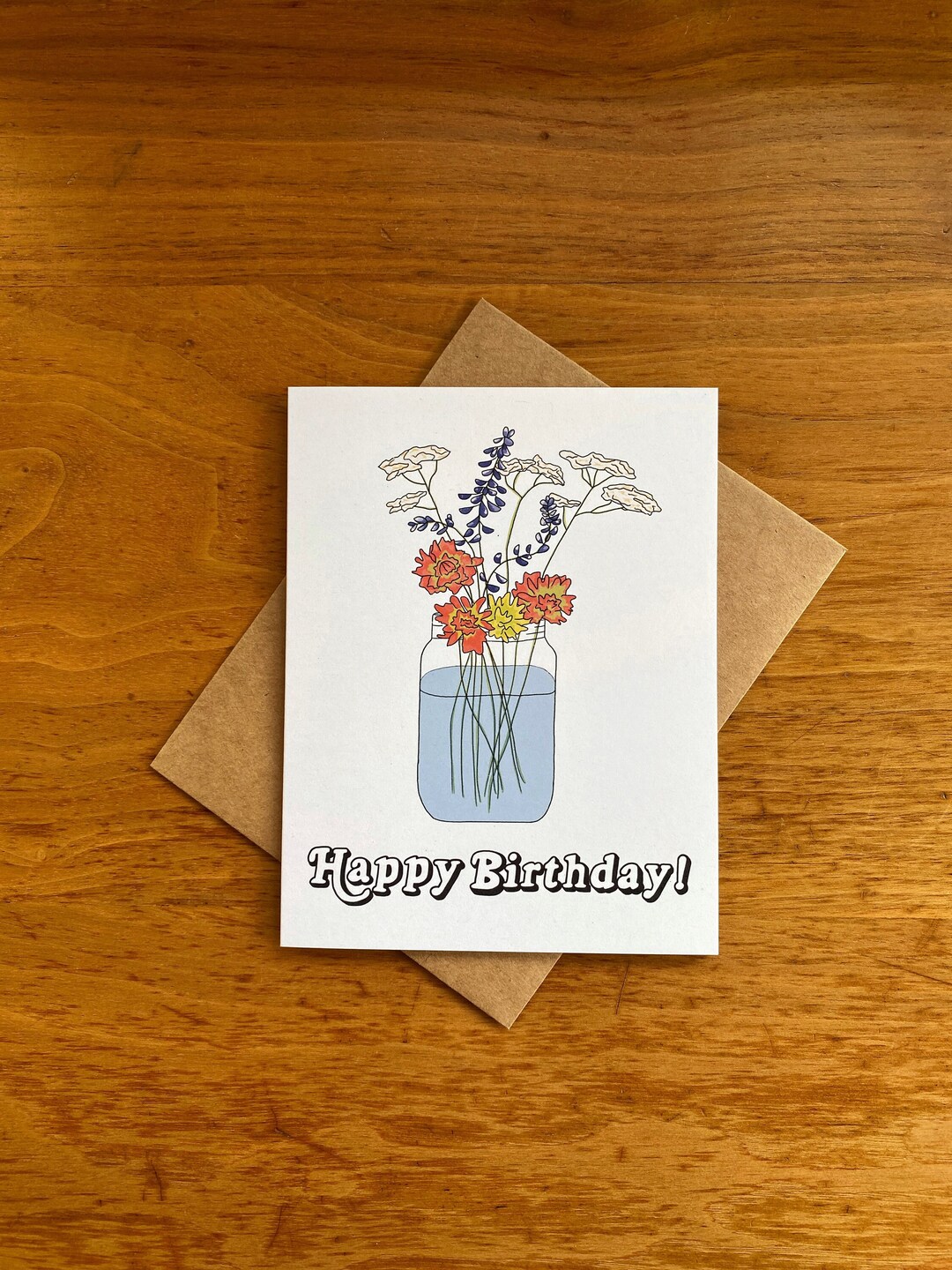 Flower Bouquet Birthday Card Floral Greeting Card Wildflower Birthday ...