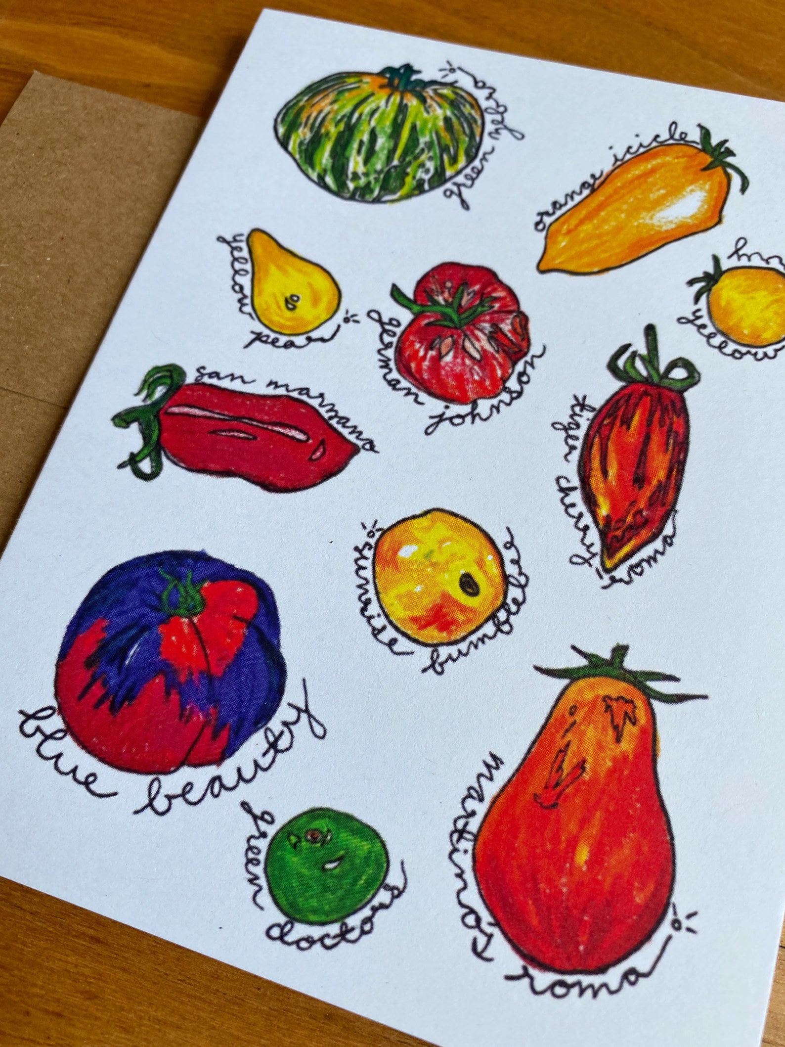Heirloom Tomato Card Tomato Greeting Card Botanical Cards | Etsy