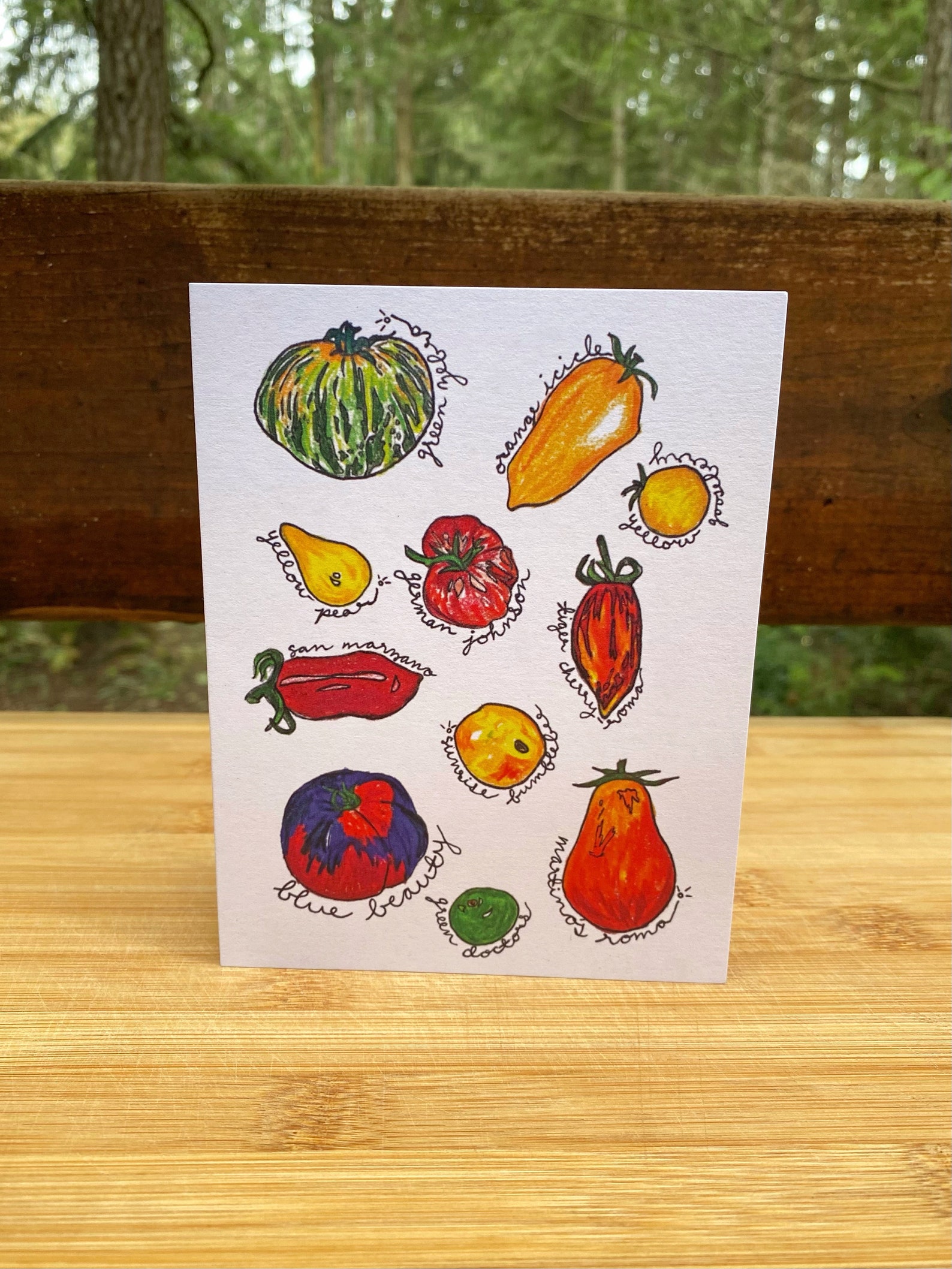 Heirloom Tomato Card Tomato Greeting Card Botanical Cards | Etsy