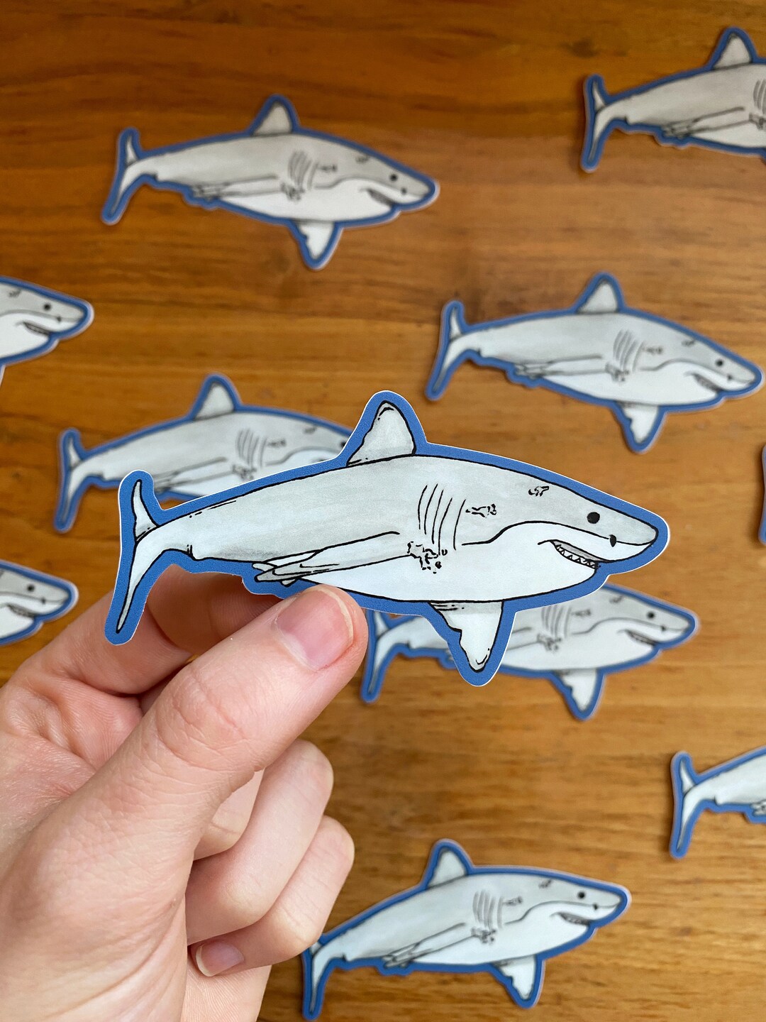 Great White Sticker | 3.5” X 2” | Shark Stickers | Watercolor Marine ...