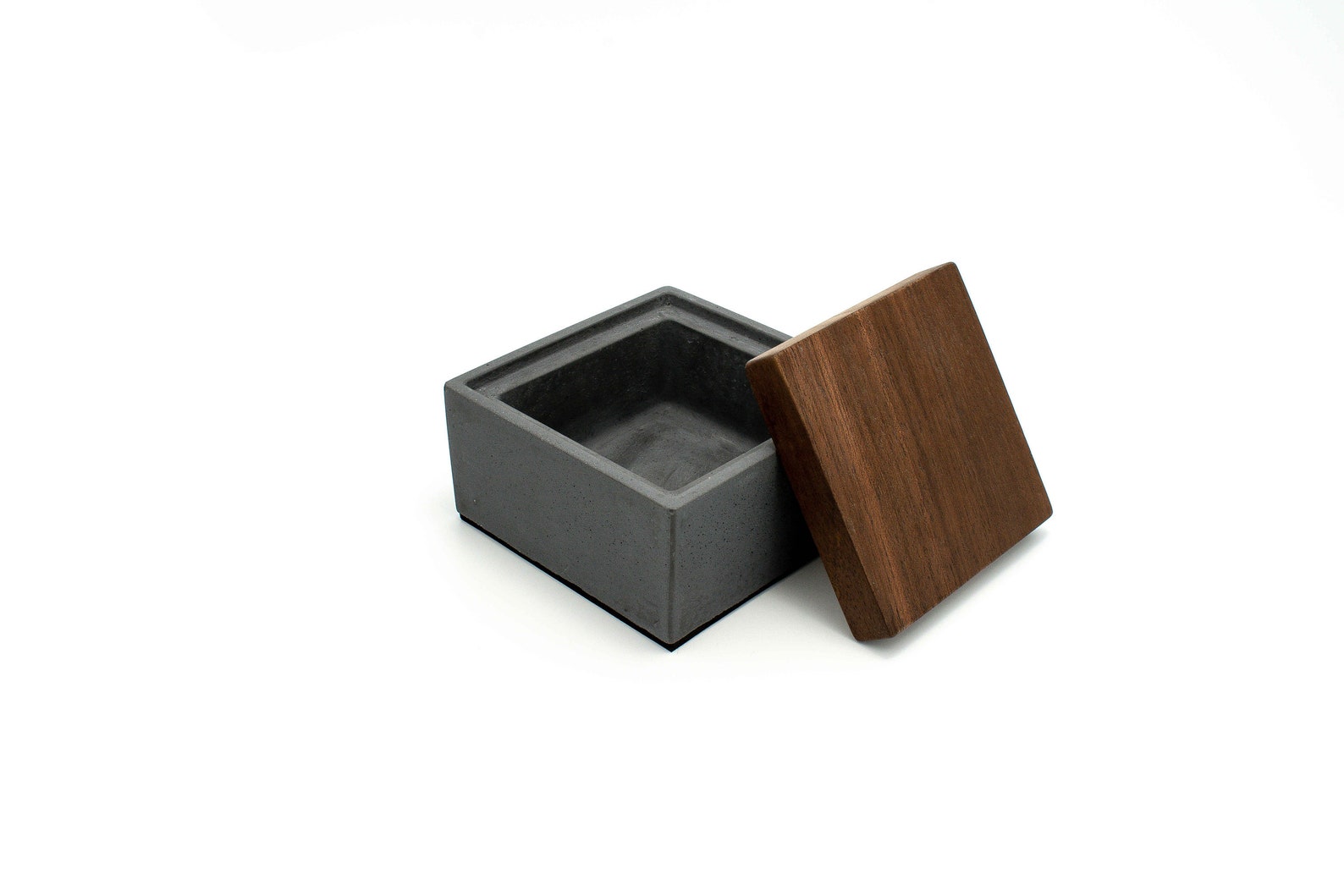 Black Custom Concrete Box | Personalised Reclaimed Teak Lid | Custom ...