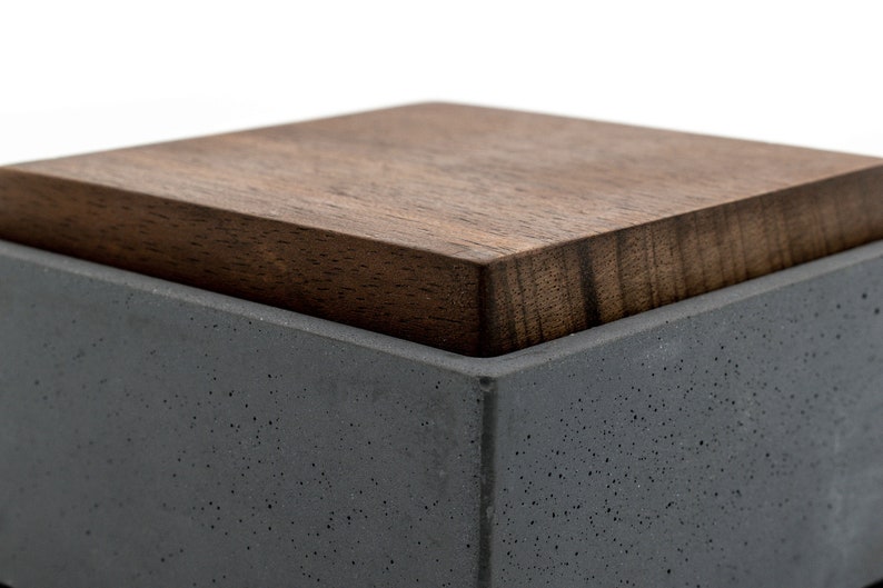 Black Custom Concrete Box Personalised Reclaimed Teak Lid - Etsy