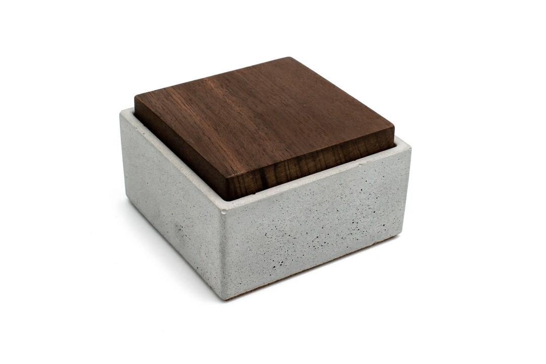 Custom Concrete Gift Box | Laser Engraved Teak Lid | Personalised Gift ...