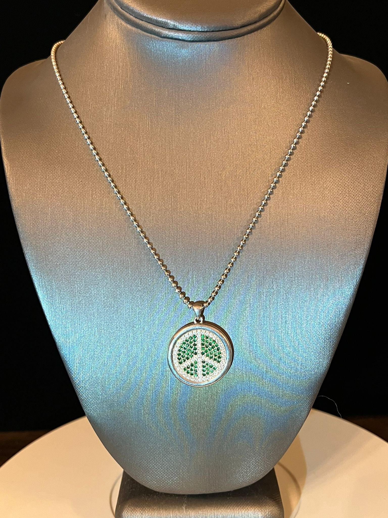Diamond and Tsavorite Peace Sign Pendant Necklace - Etsy