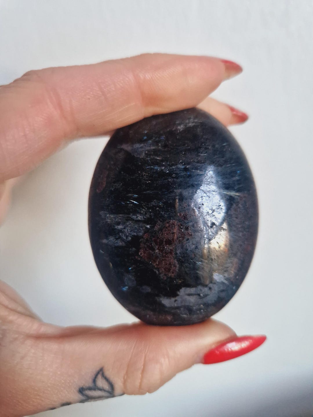 Garnet in Astrophyllite Crystal Palm - Firework Crystal 60mm Garnierite ...
