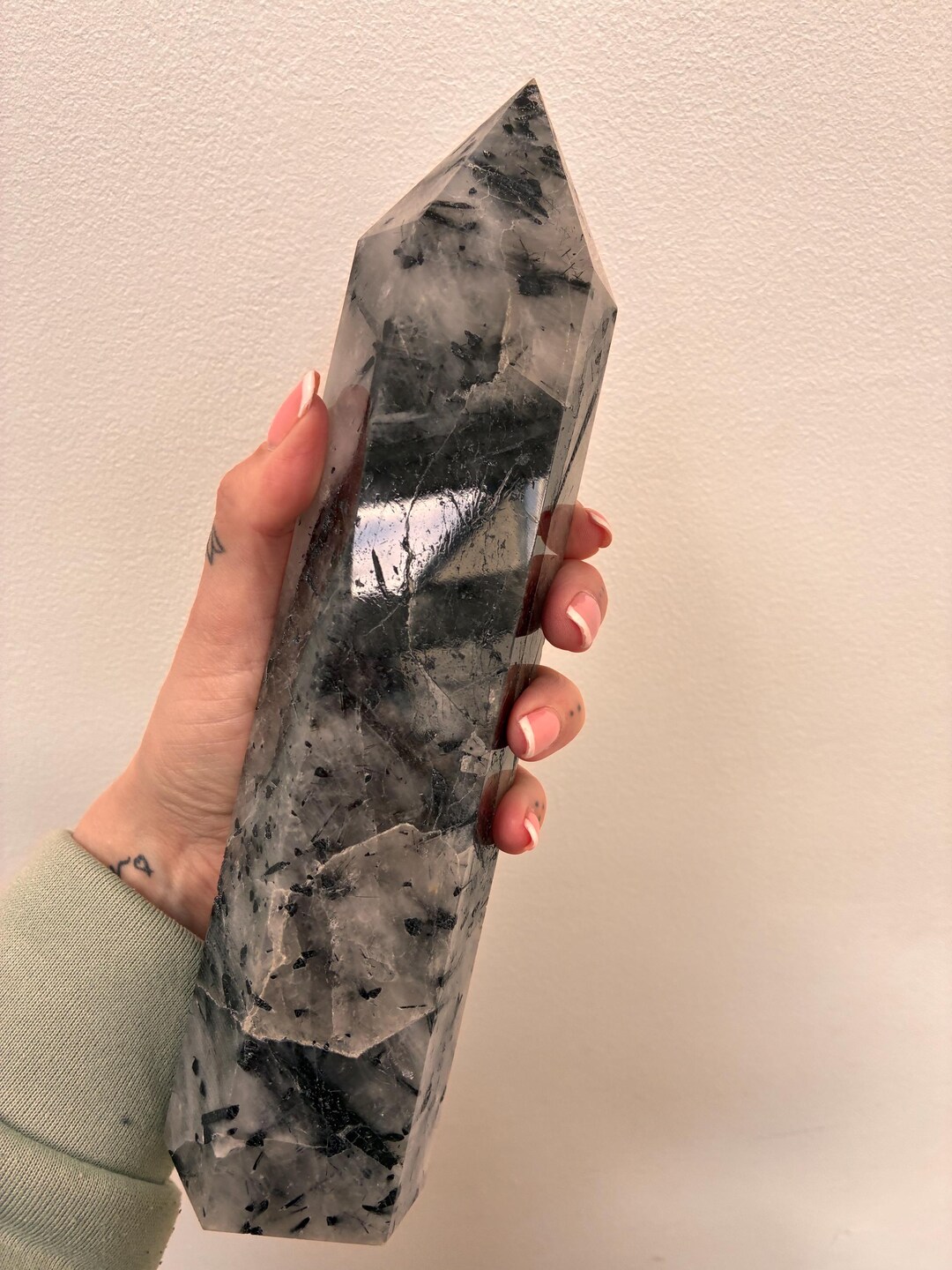 Tourmaline in Quartz Crystal Tower Protection Crystal- High Grade -1 ...
