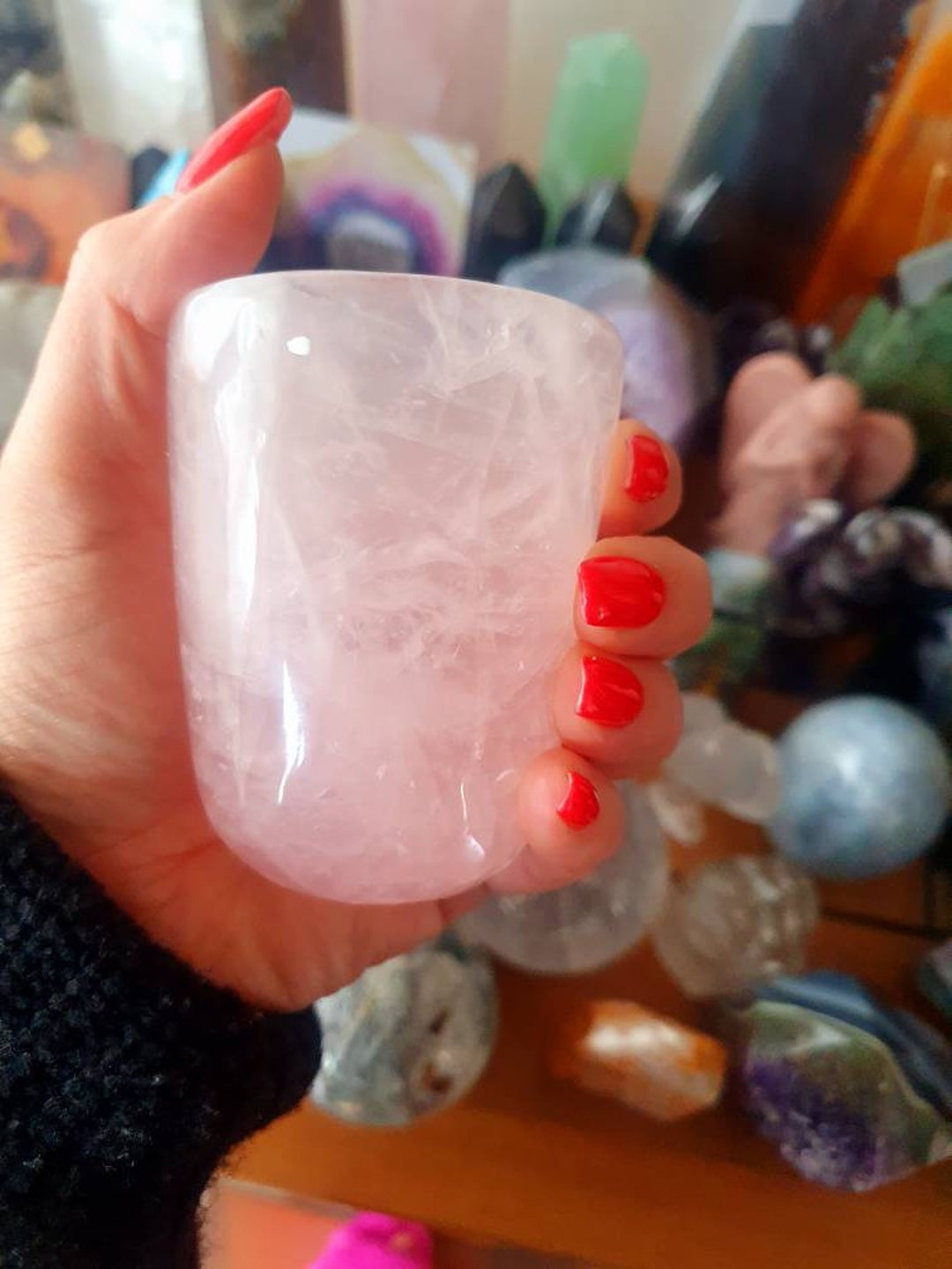 Rose Quartz Crystal Healing Cup Crystal Elixir Cup Moon Water Crystal ...