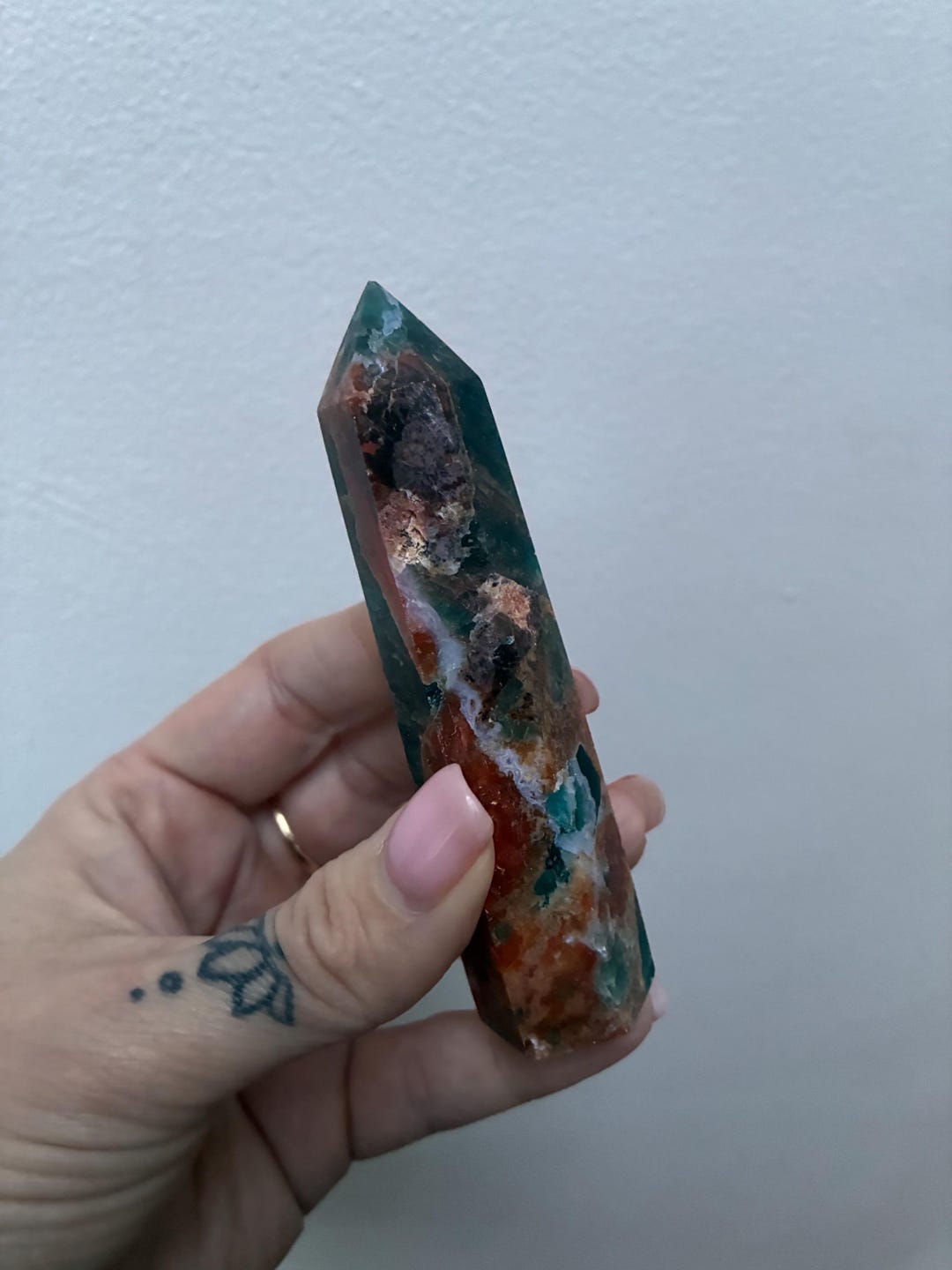 Sunstone and Apatite Crystal - Sunstone Point- Linked With Good Luck ...
