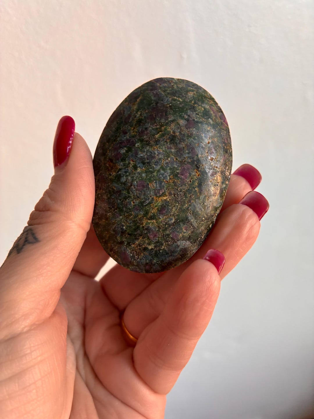 Ruby in Fuchsite Crystal Palm Stone: Healing Crystal Carving - Etsy
