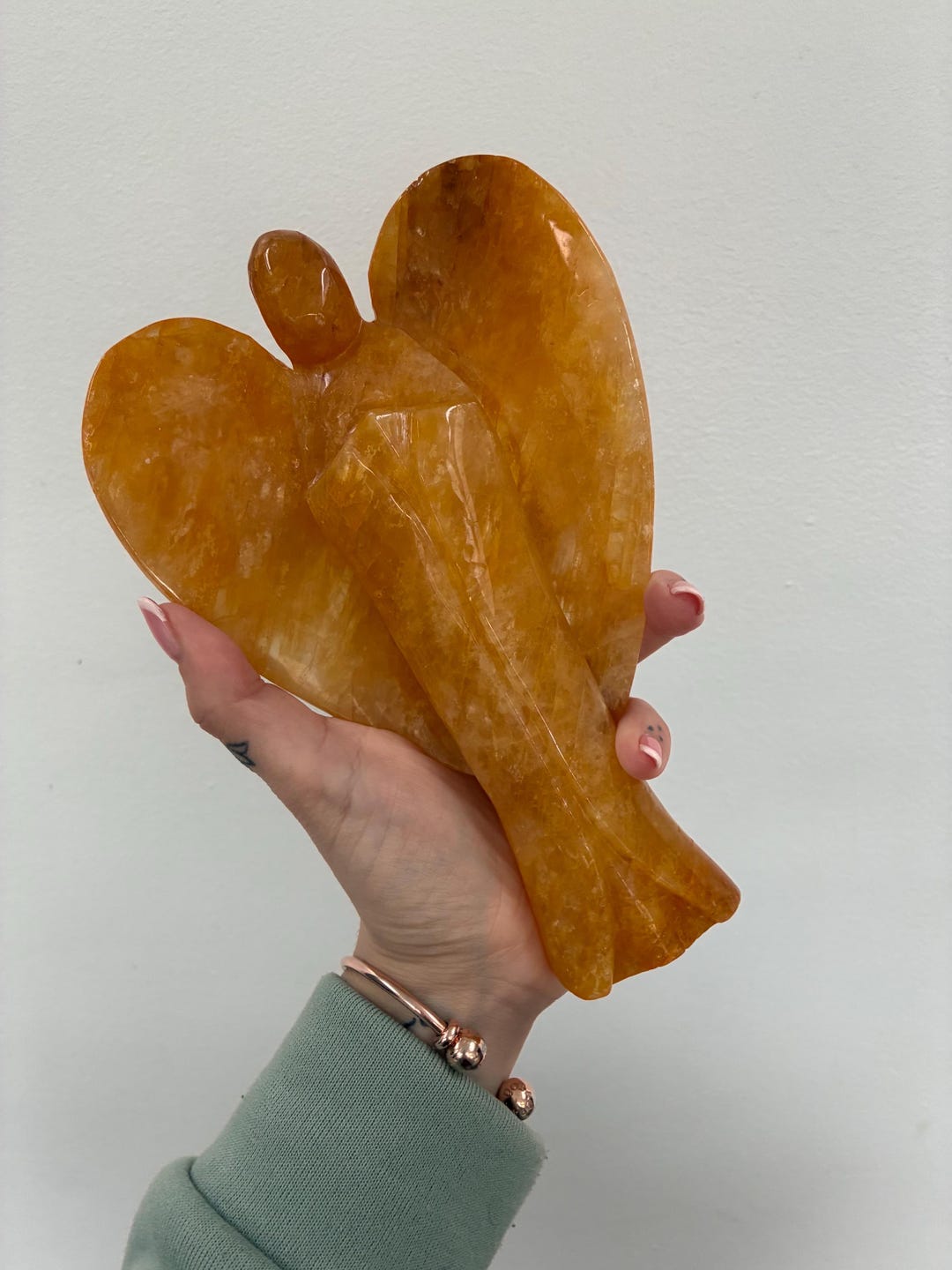 Large Golden Healer Crystal Angel Over 700g and Over 18cm Tall Healing ...