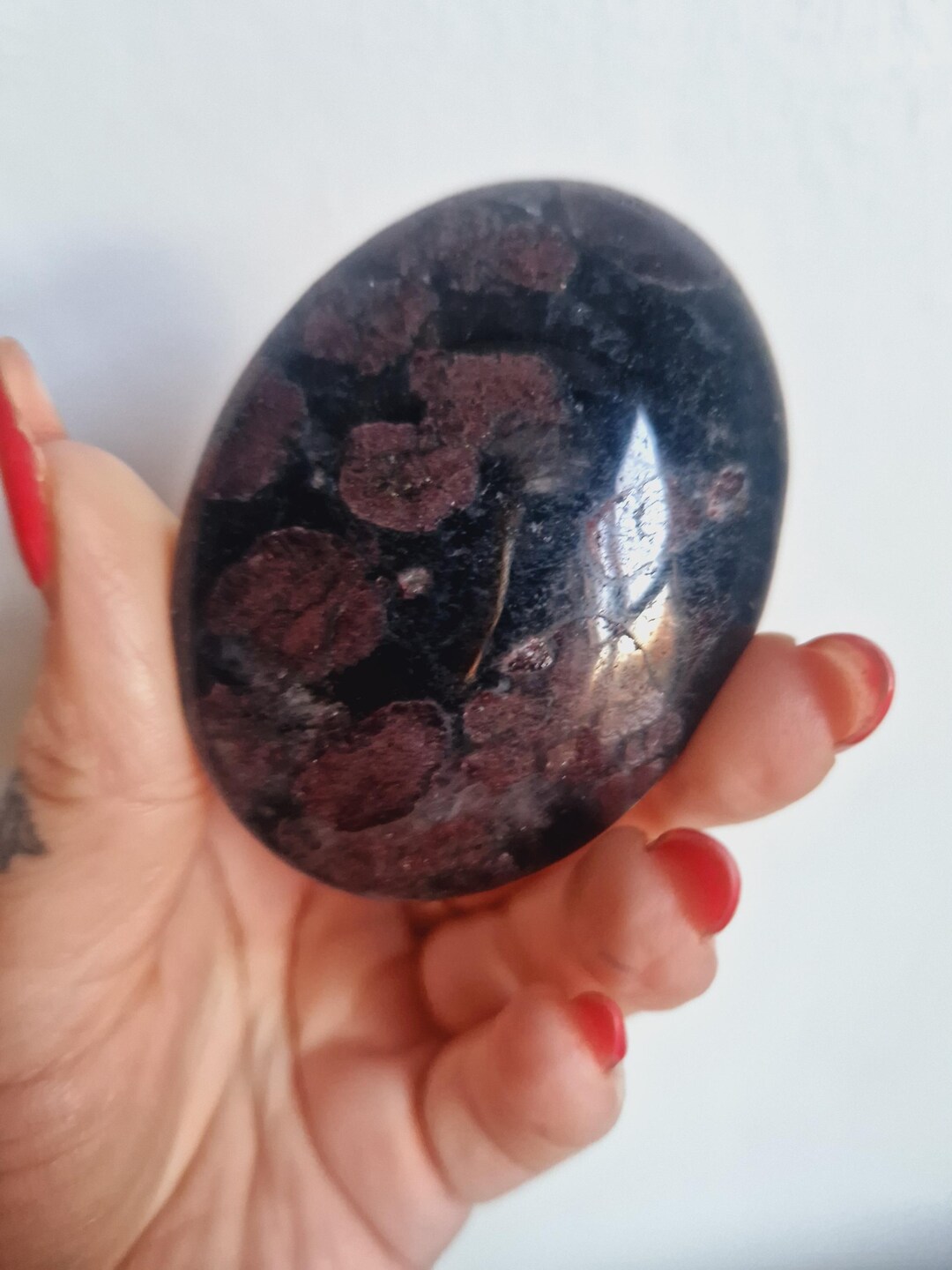 Garnet in Astrophyllite Crystal Palm - Firework Crystal 60mm Garnierite ...
