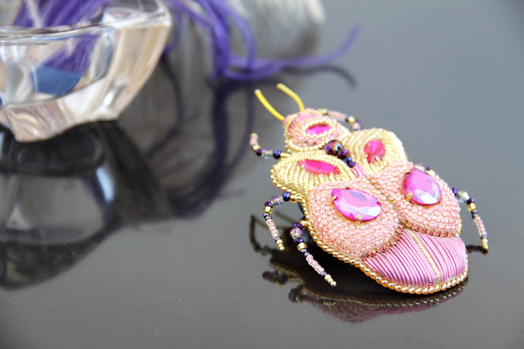 Pink Beetle Brooch Insect Brooch Large Pink Bee Brooch Gift - Etsy