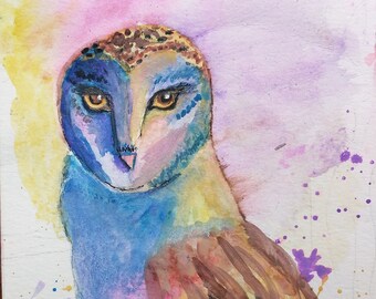 Owl watercolor | Etsy