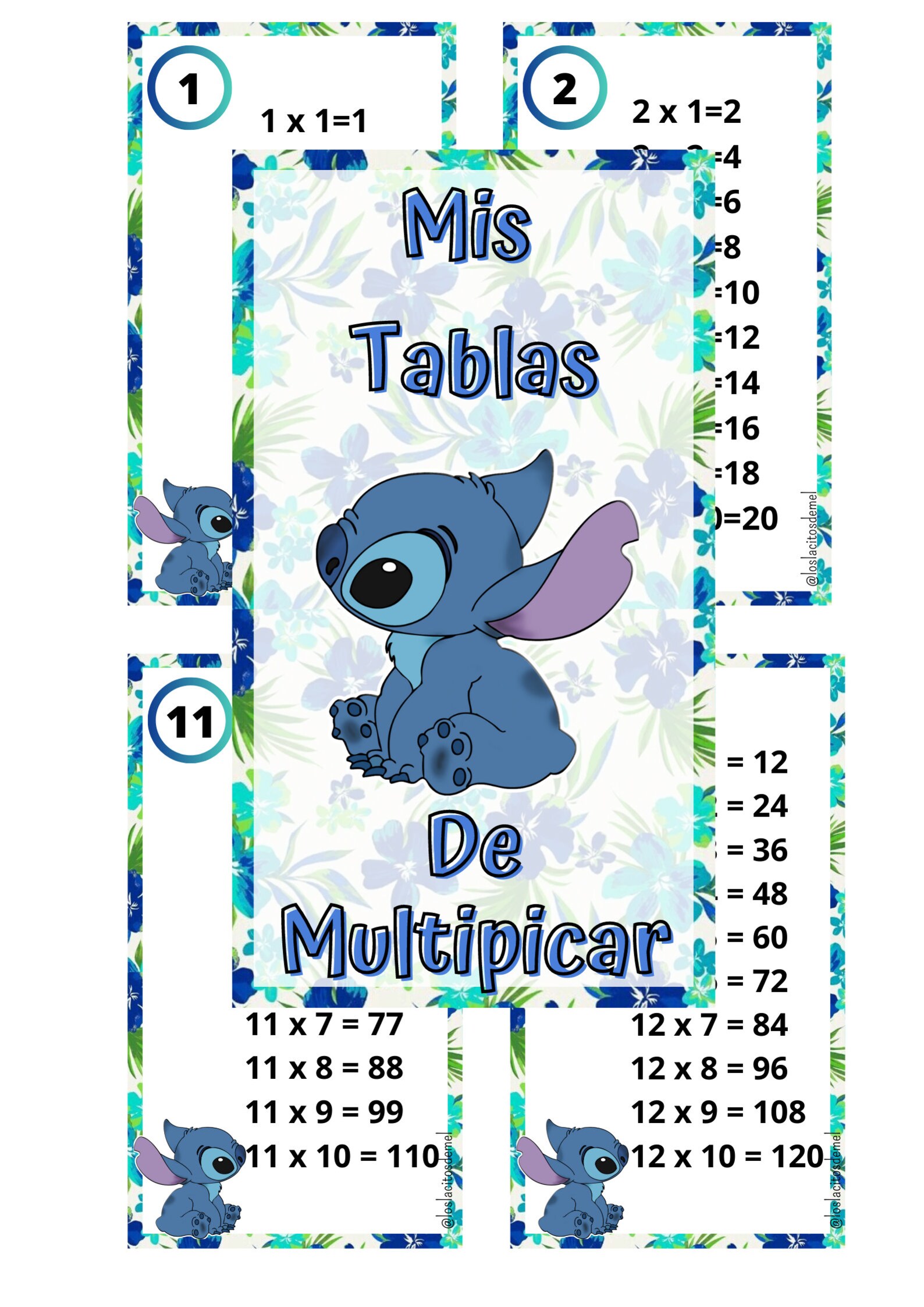 Stitch Multiplication Tables, Printables - Etsy
