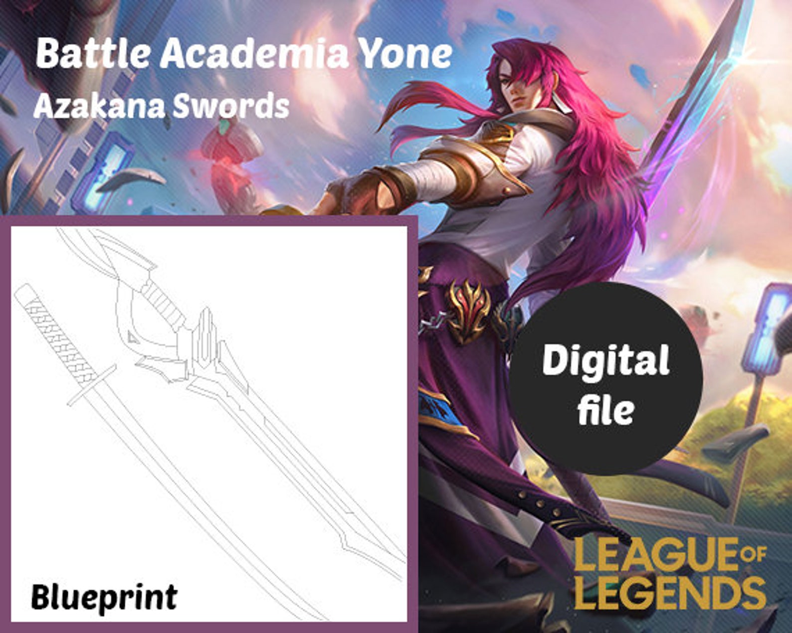 Battle Academia Yone - Azakana Swords Blueprint - Etsy