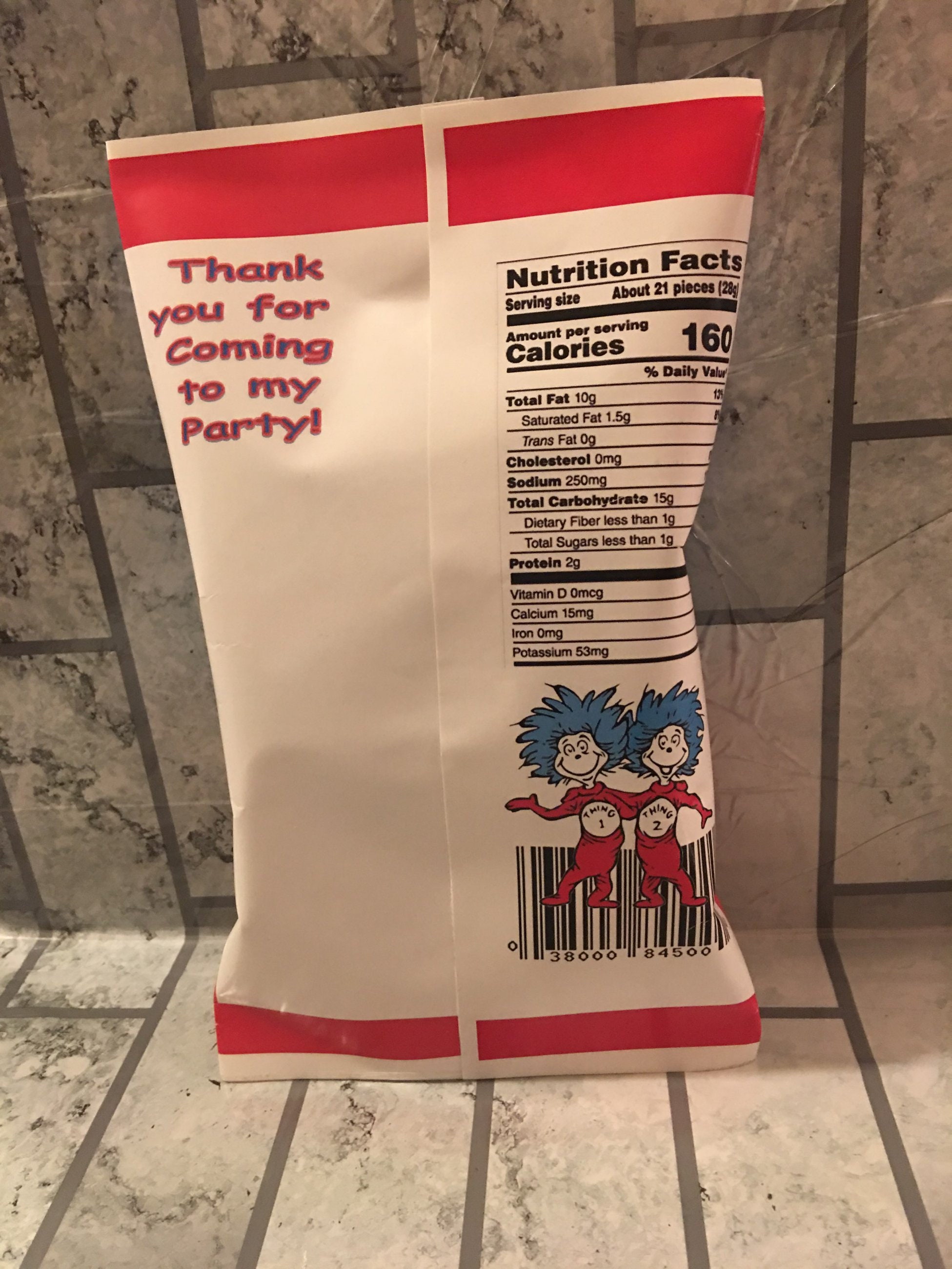 Thing 2 Chip Bag (inspired),thing 2 Theme Inspired, the Custom Favor to ...