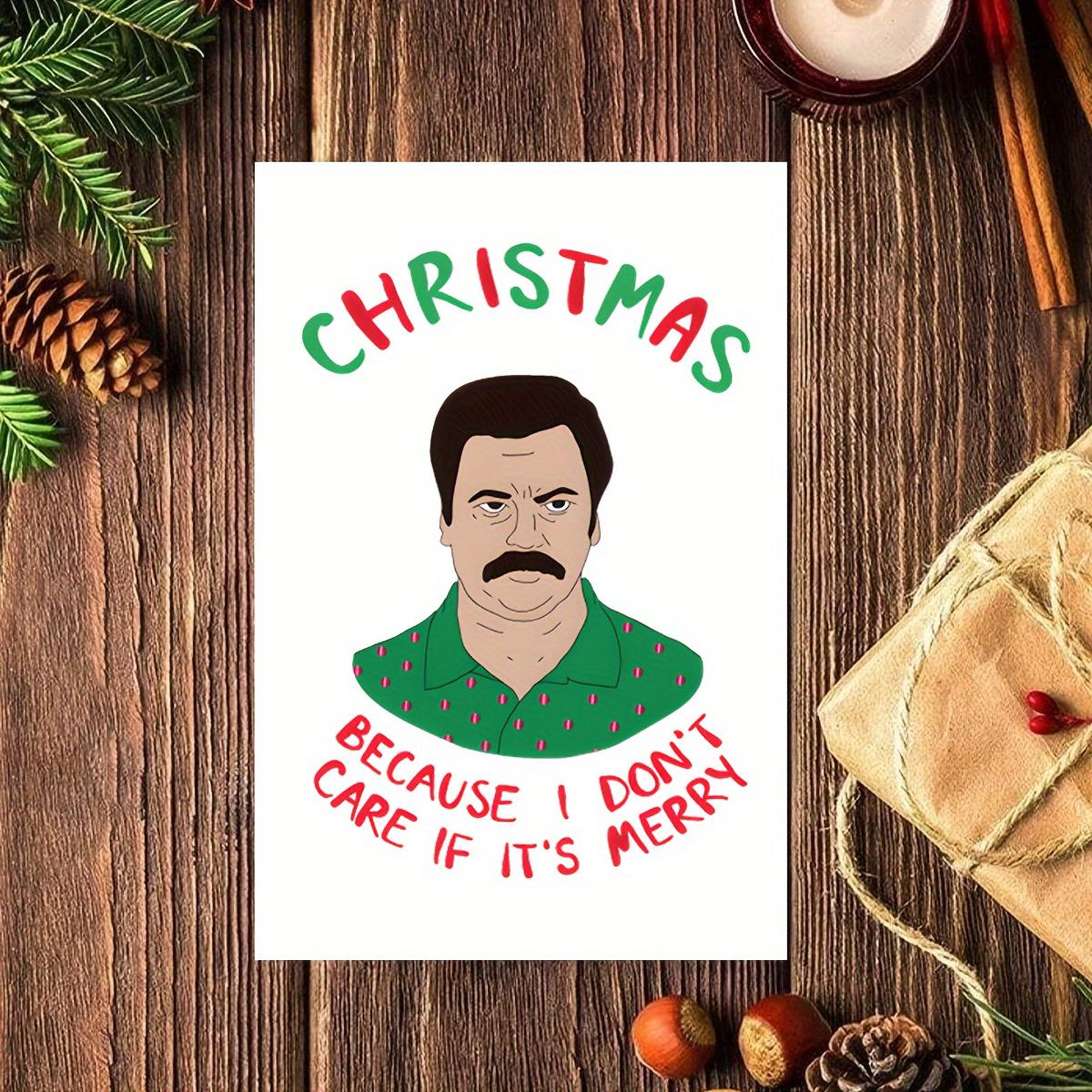 Ron Swanson Christmas Card i Don't Care If It's Merry Parks and ...