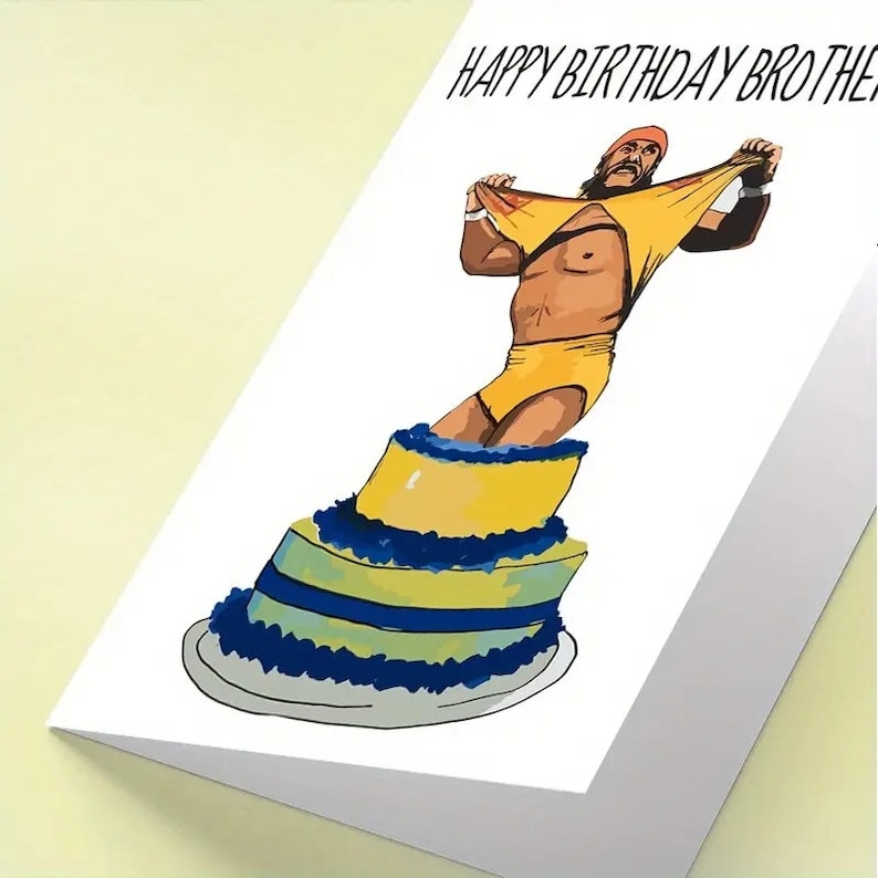 Happy Birthday Brother Hulk Hogan Wrestling Birthday Card 7.1 X 4.7 in ...