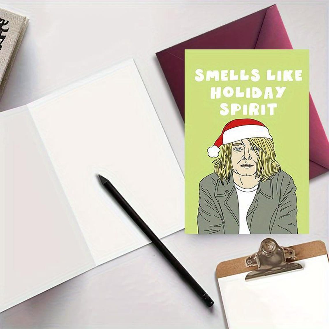 Nirvana Christmas Card Kurt Cobain smells Like Holiday Spirit Grunge ...