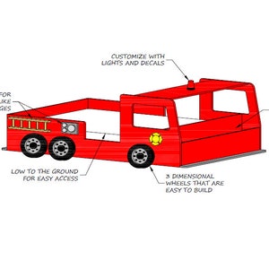 Fire Truck Bed PLANS (plans Only), Create a Fireman Themed Bedroom for ...