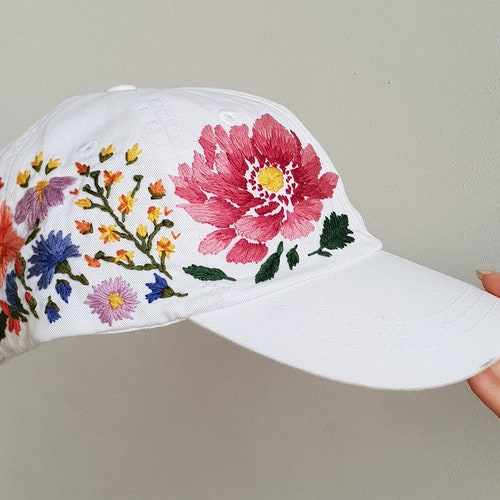Hand Embroidered Hat / Custom Embroidered Hat / Floral - Etsy