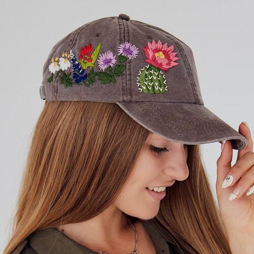 Hand Embroidered Hat / Custom Embroidered Hat / Floral - Etsy
