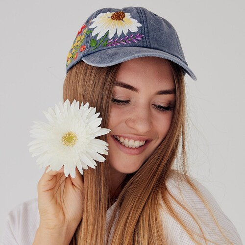 Hand Embroidered Hat / Custom Embroidered Hat / Floral - Etsy