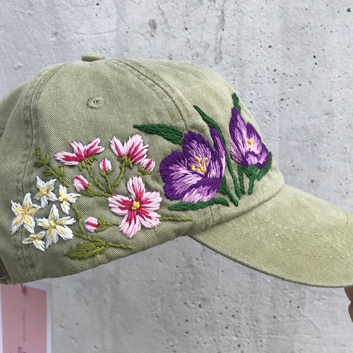 Hand Embroidered Hat / Custom Embroidered Hat / Floral - Etsy