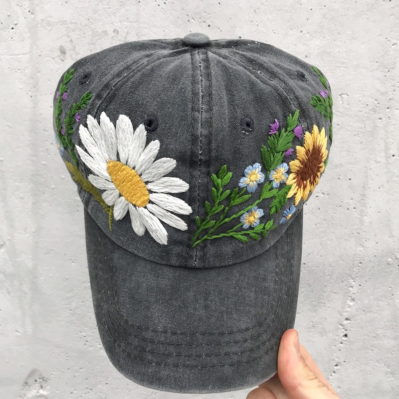 Hand Embroidered Hat - Etsy