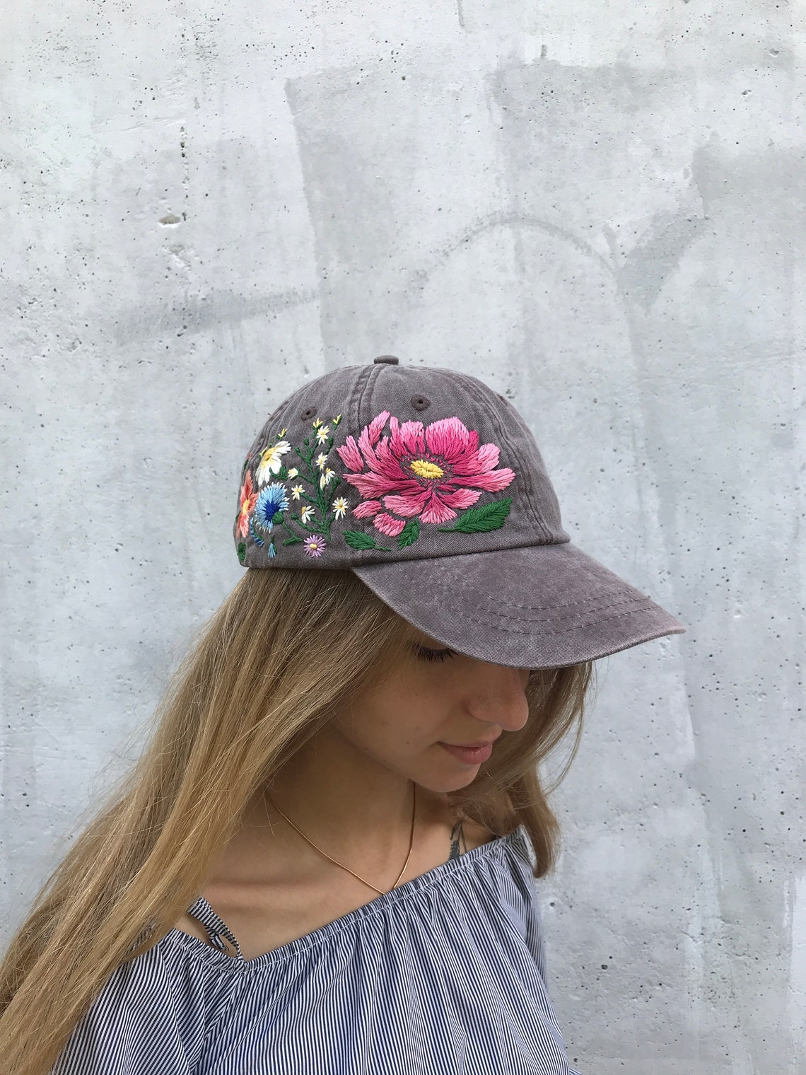Hand Embroidered Hat / Custom Embroidered Cap /floral Hat / | Etsy