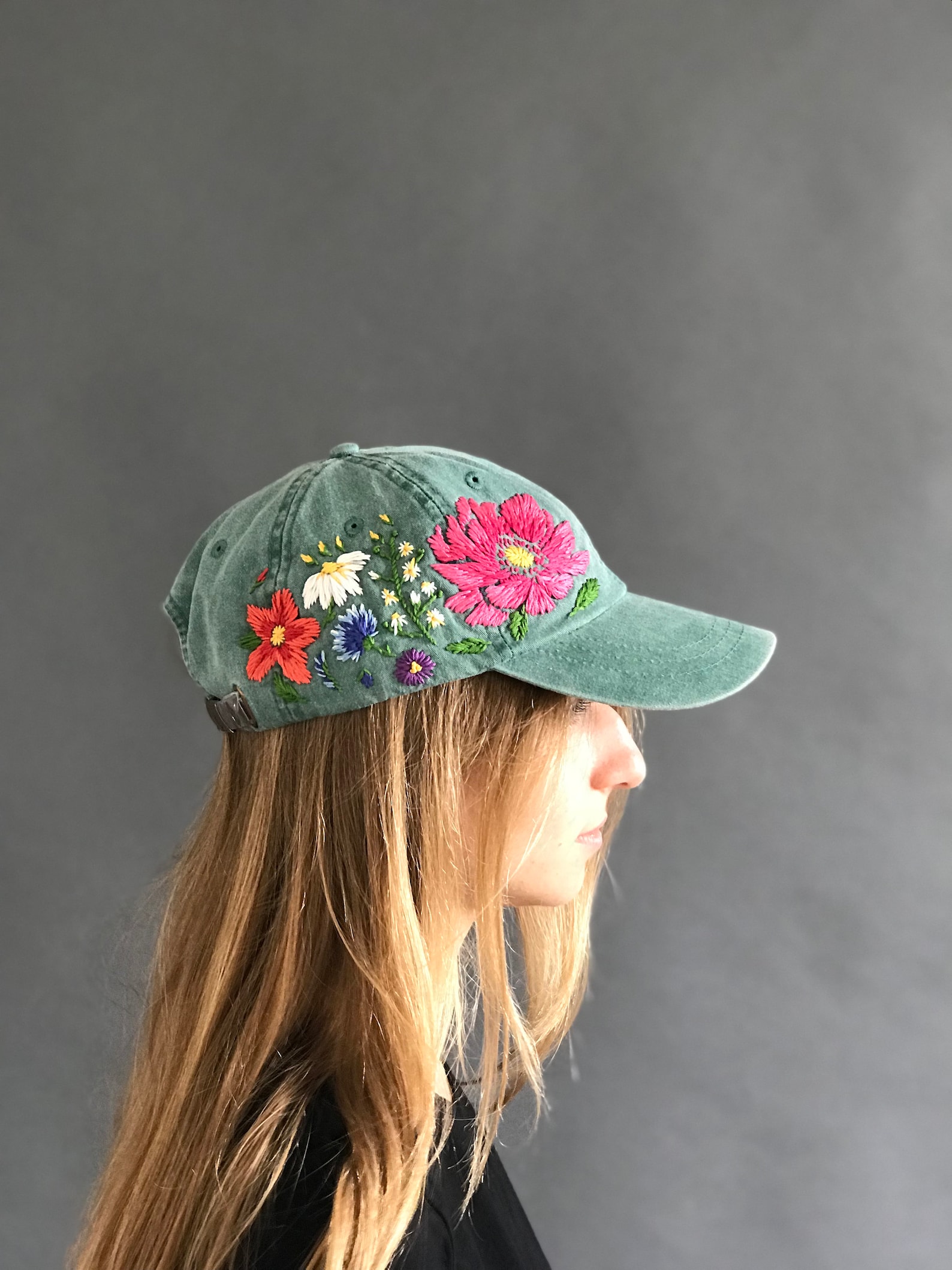 Hand Embroidered Baseball Hat for Women Custom Embroidered - Etsy
