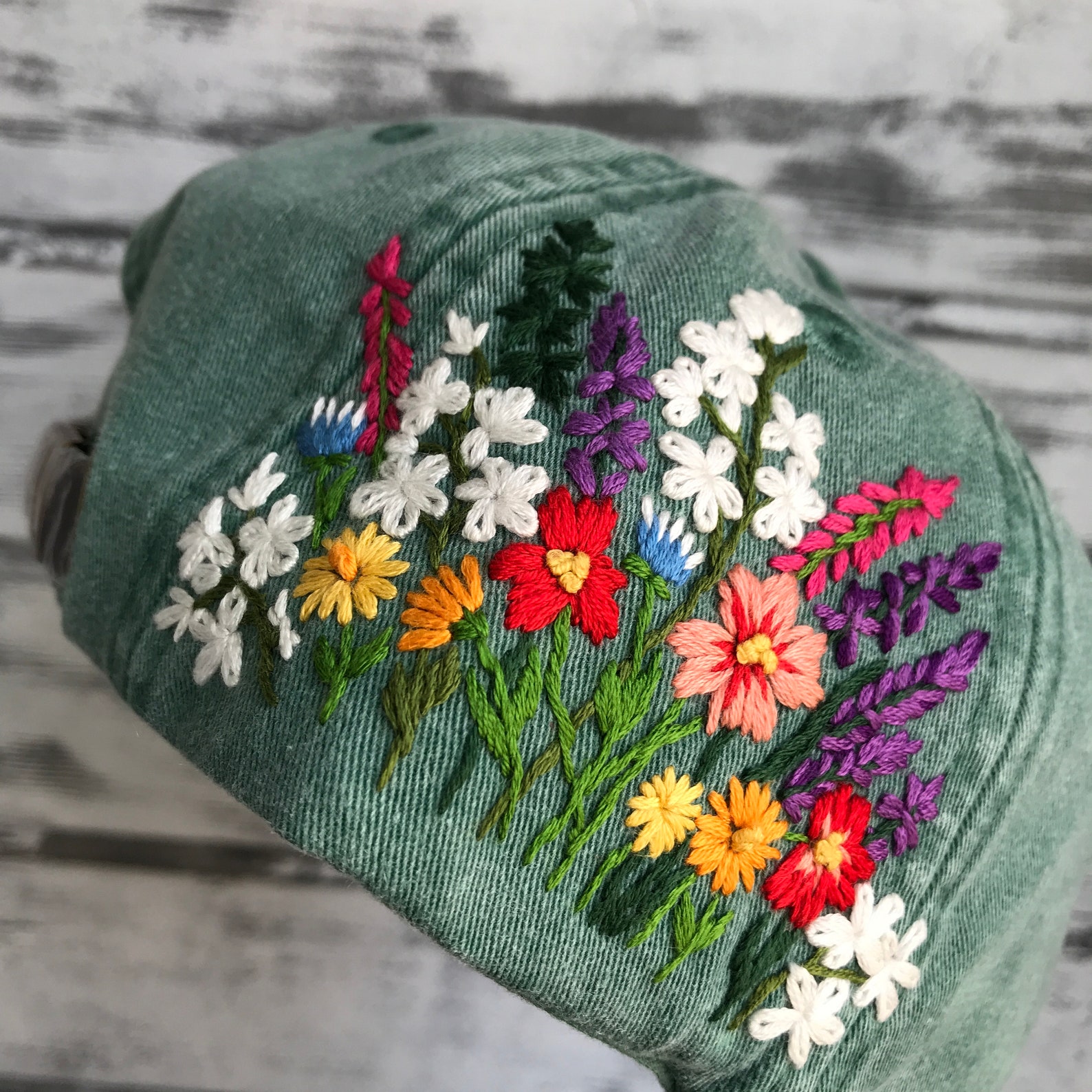Hand Stiched Baseball Cap With Lavender and Botanical Flowers | Etsy